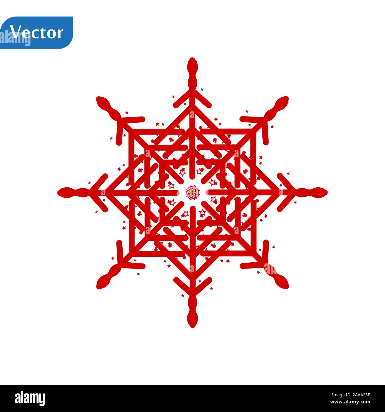 Red Snowflake icon isolated on white background. Vector Illustration ...