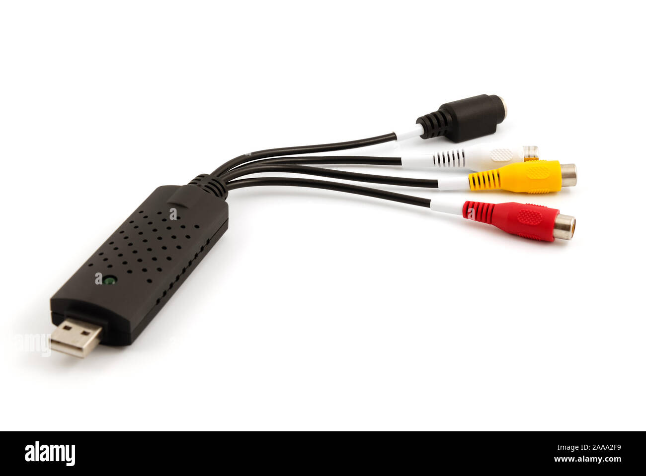 USB video audio capture adapter VHS to DVD hdd tv card on a white ...