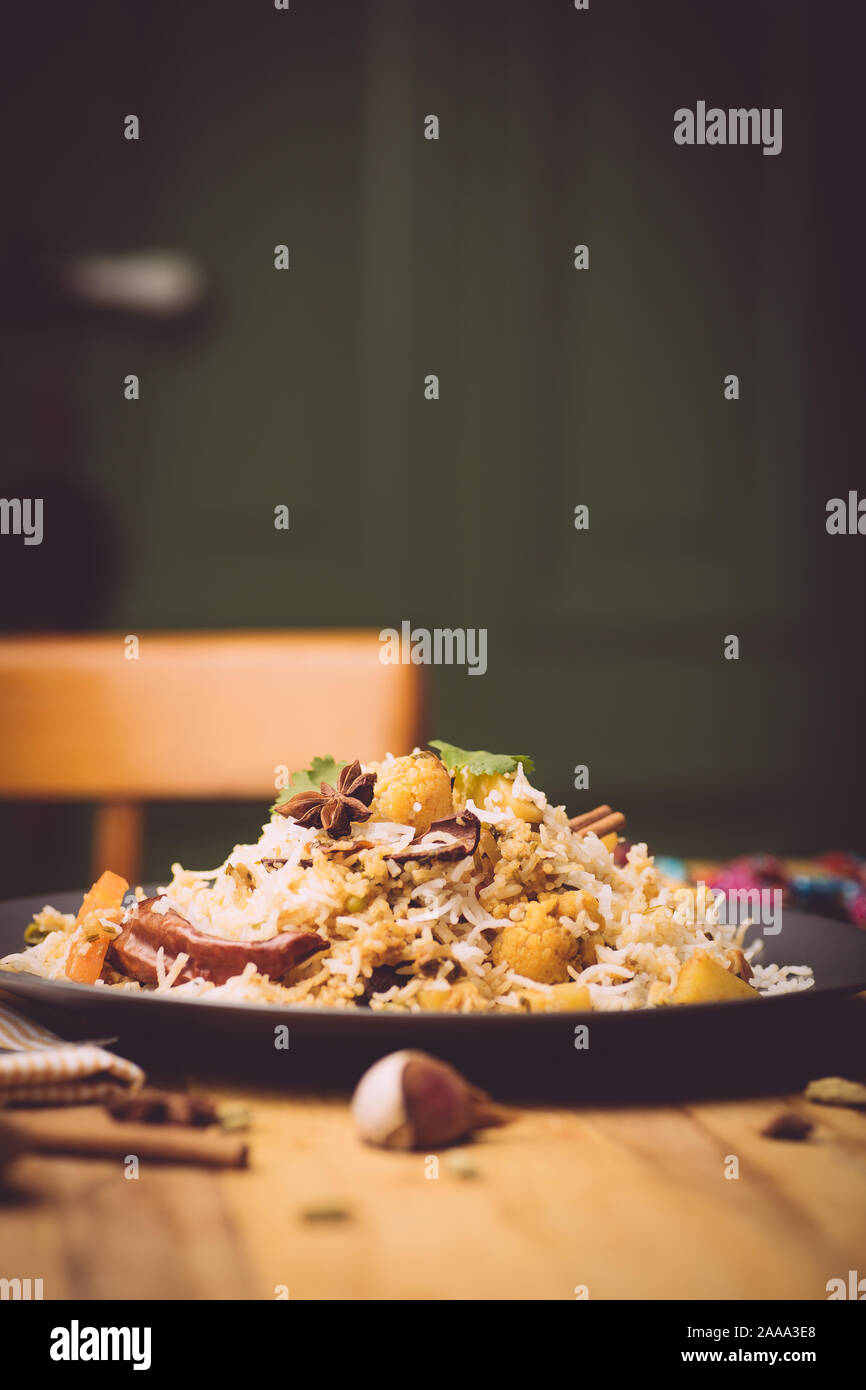 Biryani rice (Vegetable biryani). Indian basmati rice, curry vegetables ...