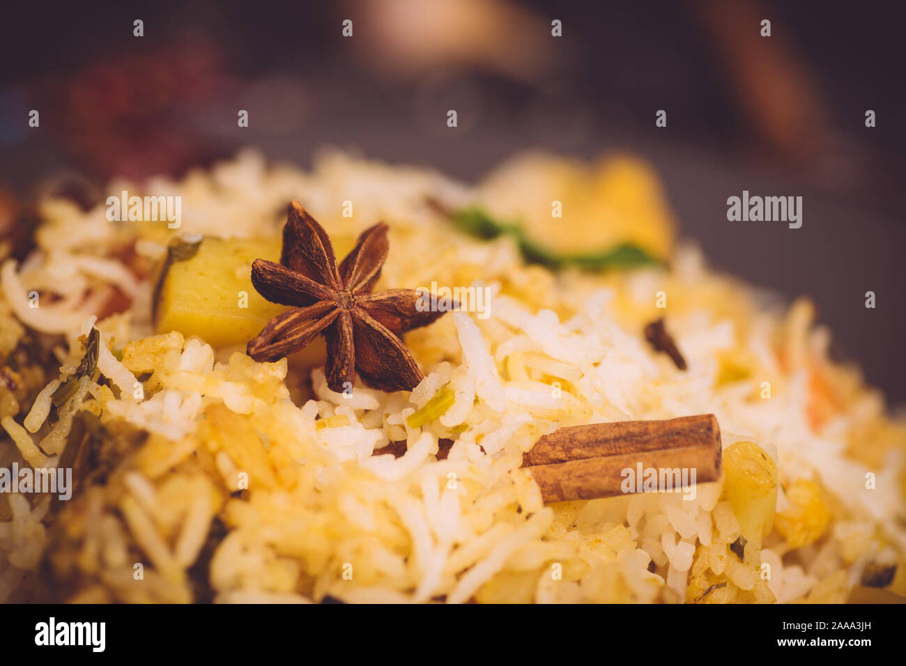 Biryani rice (Vegetable biryani). Indian basmati rice, curry vegetables ...