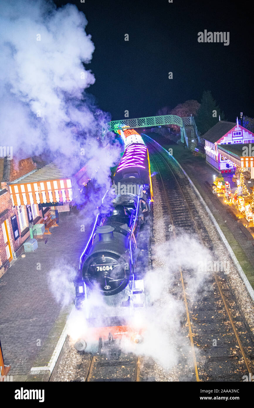 North Norfolk Railway Lit up Train Stock Photo - Alamy