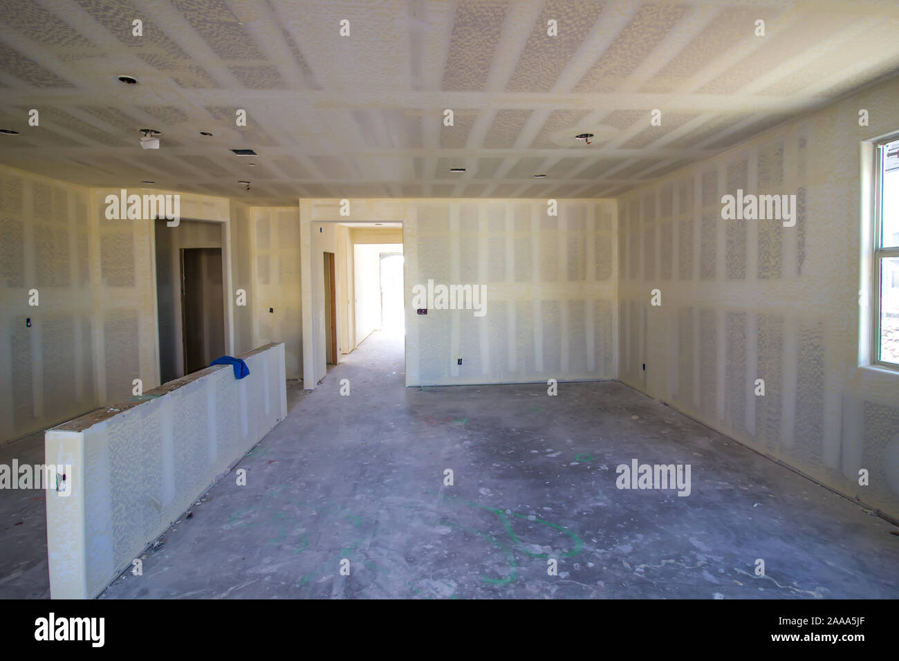 Sheetrock Interior Of New Home Construction Stock Photo - Alamy