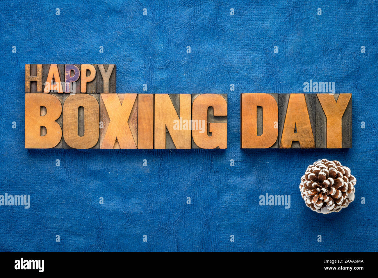 Happy Boxing Day word abstract in vintage letterpress wood type with ...