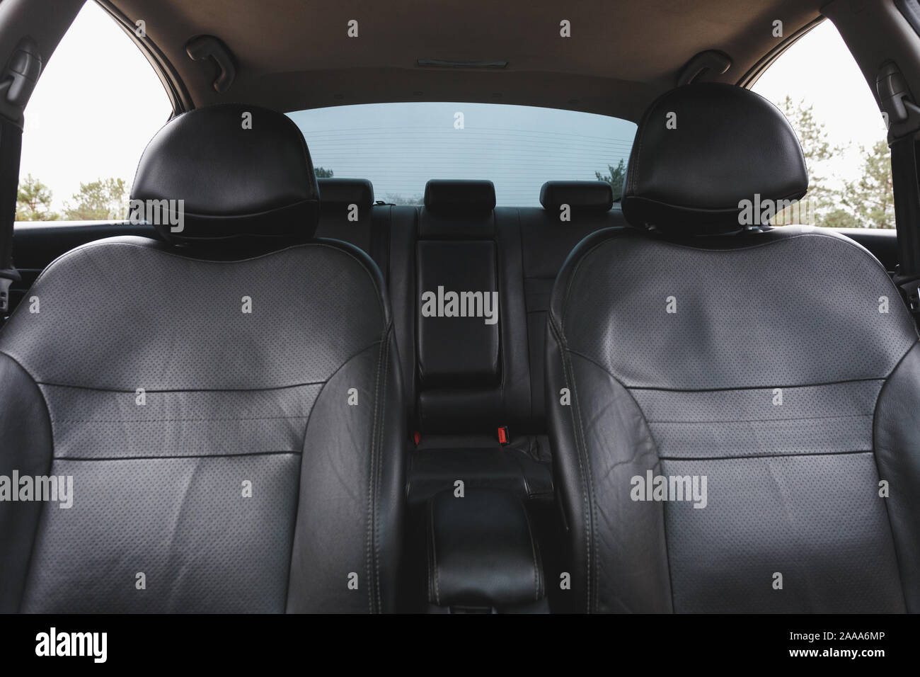 Car interior, part of front seats, close Stock Photo - Alamy