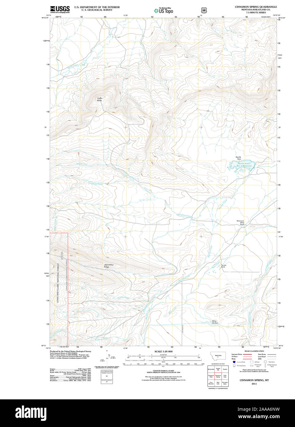 USGS TOPO Map Montana MT Cinnamon Spring 20110608 TM Restoration Stock ...