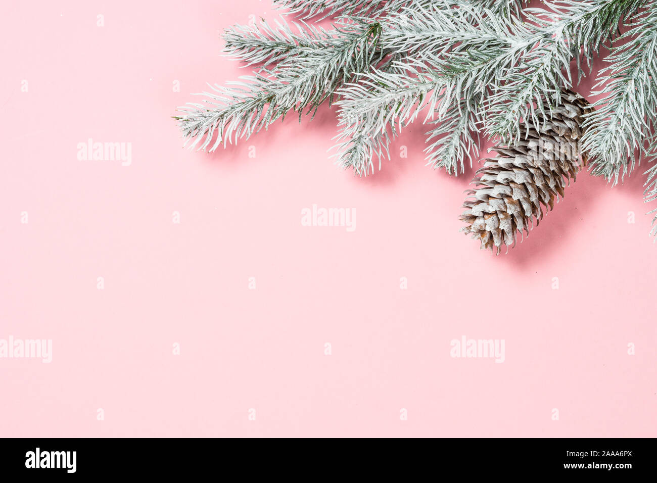 Christmas pink flat lay background Stock Photo - Alamy