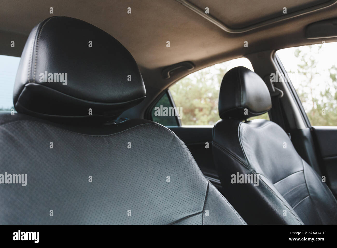 Car interior, part of front seats, close Stock Photo - Alamy