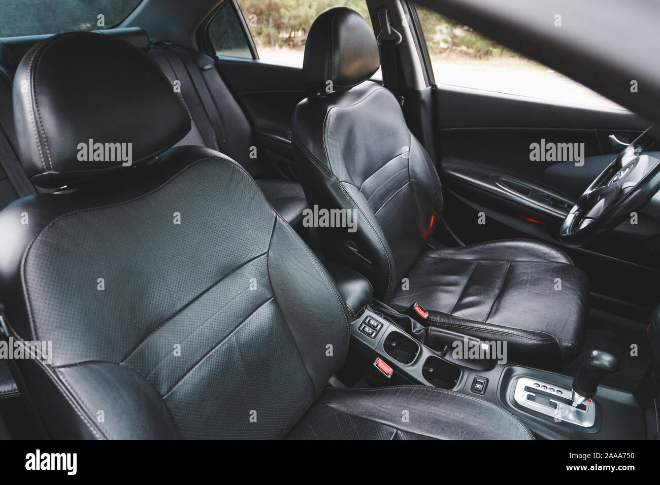 Car interior, part of front seats, close Stock Photo - Alamy