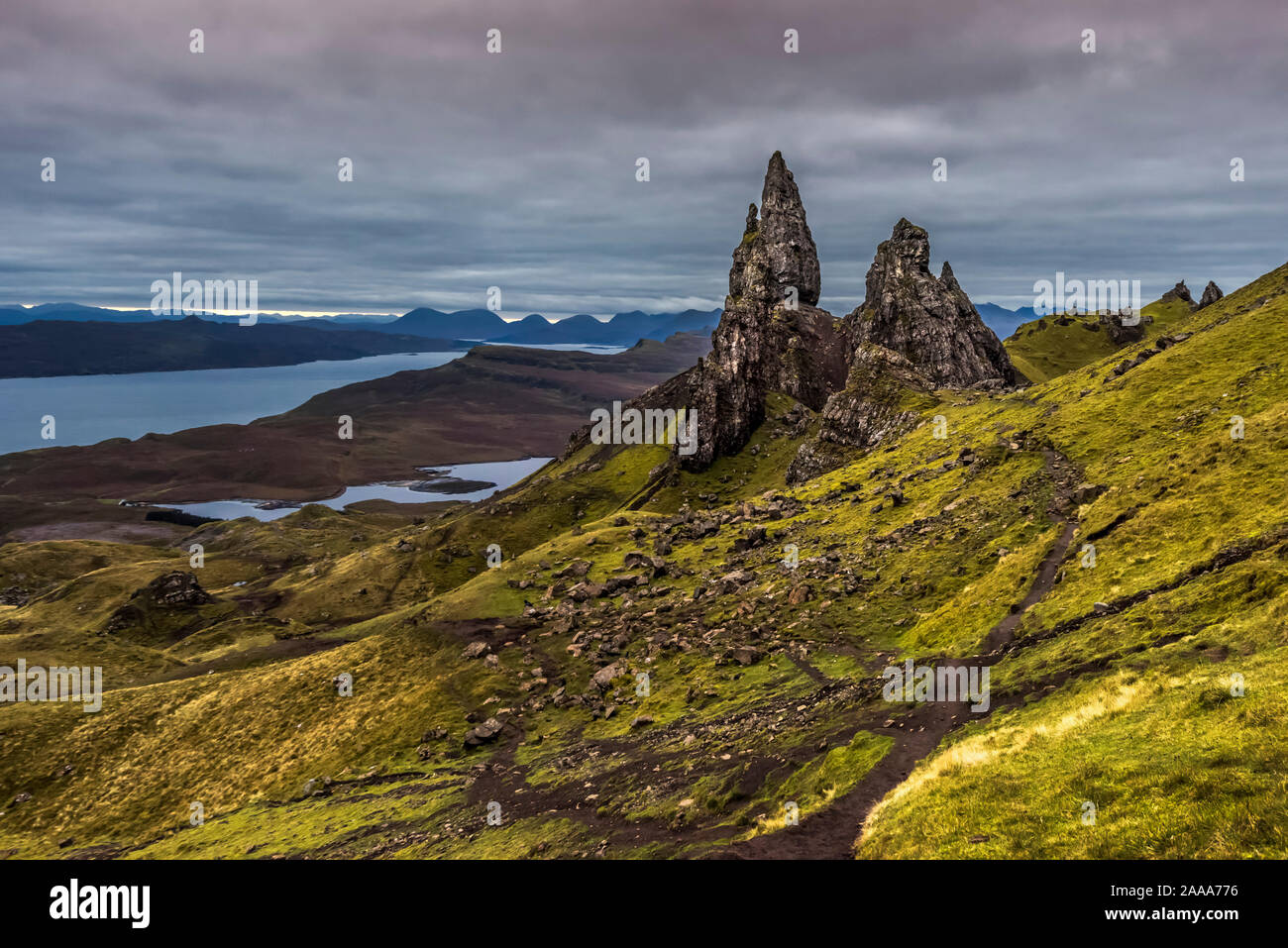 The Old Man of Storr rock tower pinnacles on the Isle of Skye in the ...