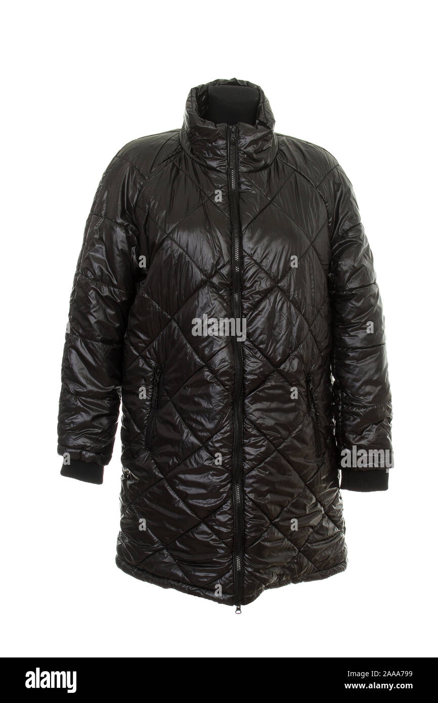 long warm quilted sintepon coat isolated on white background Stock ...