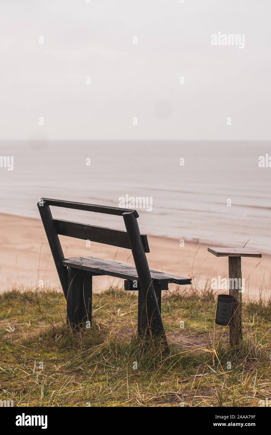 Bench and Chair on Sand Dune With View on Baltic Sea and Sandy Beach ...
