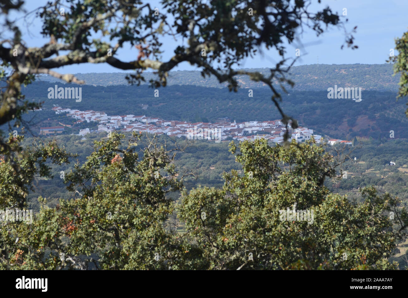Azuel, a small village amidst olive tree groves in Sierra Morena ...