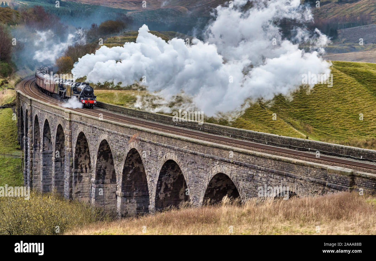 The Citadel nostalgia double header steam train headed by two Black 5s ...