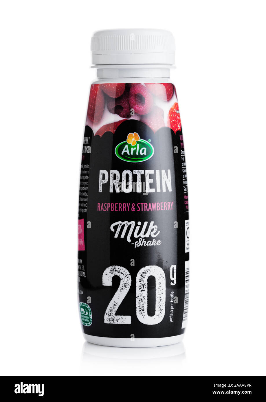 LONDON, UK - NOVEMBER 17, 2019: Plastic bottle of Arla Protein Milk ...