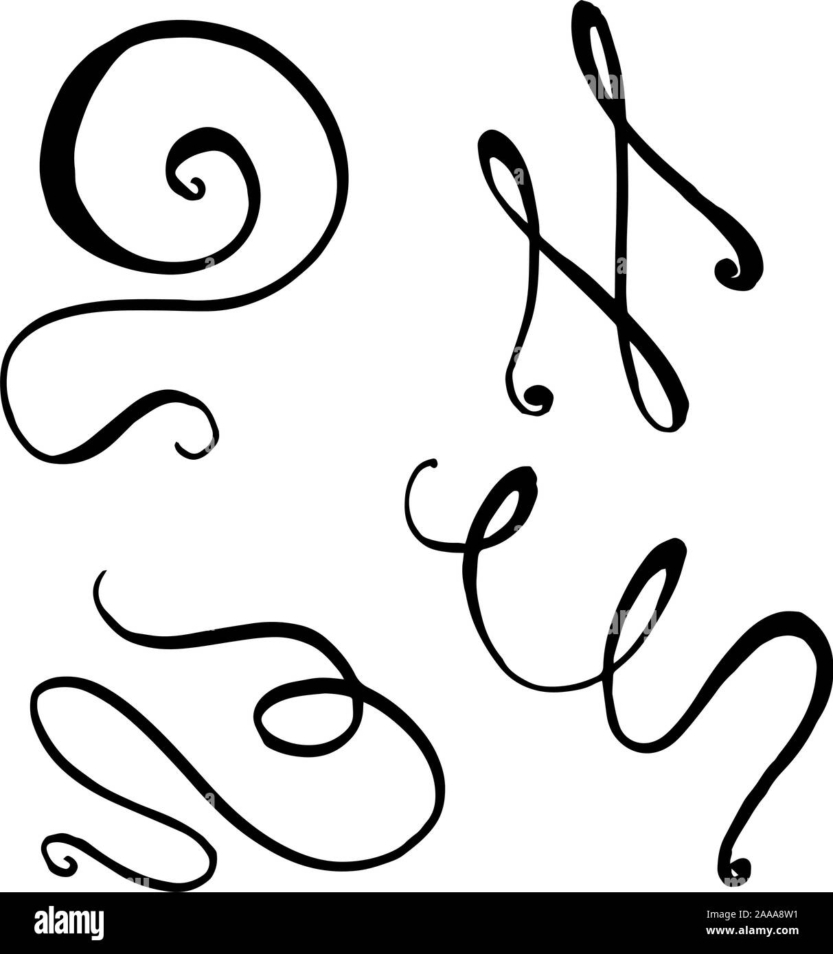 Vector monogram calligraphic element. Black and white engraved ink art ...