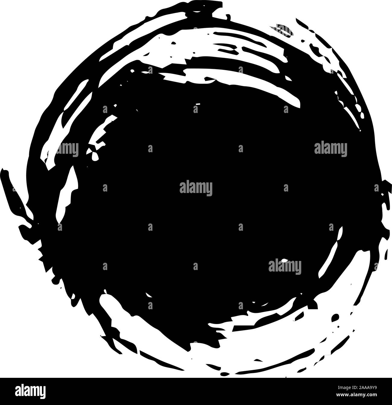 Vector Abstract black brush circle. Black and white engraved ink art ...