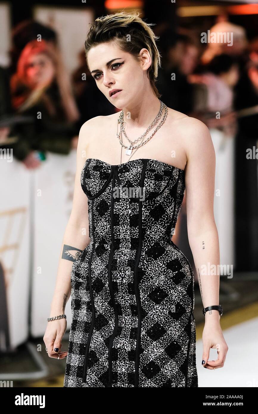 London, UK. Wednesday, Nov. 20, 2019. Kristen Stewart poses at the ...