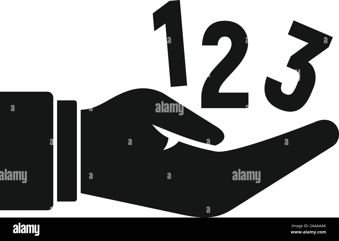 Numbers in hand icon. Simple illustration of numbers in hand vector ...