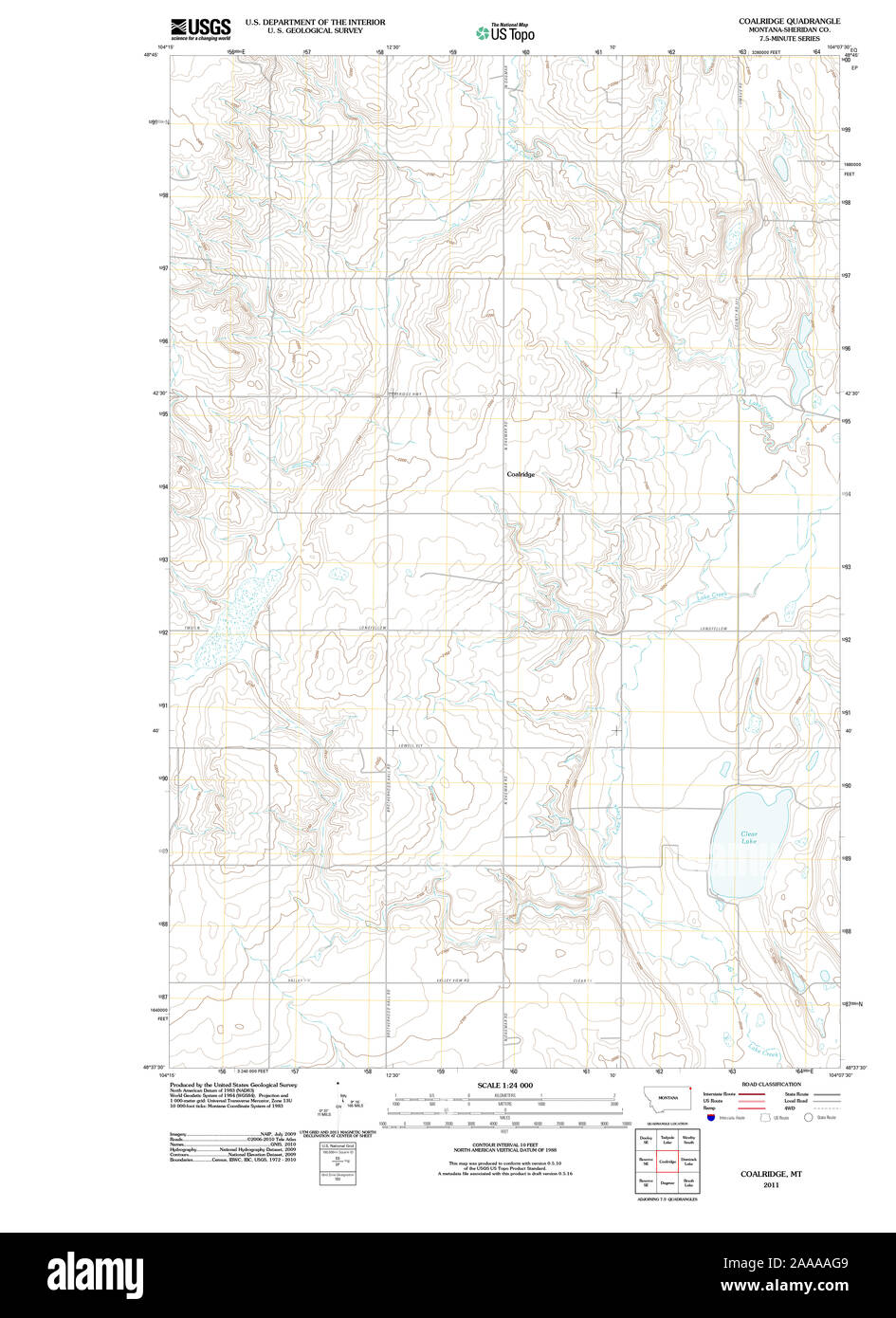 USGS TOPO Map Montana MT Coalridge 20110623 TM Restoration Stock Photo ...