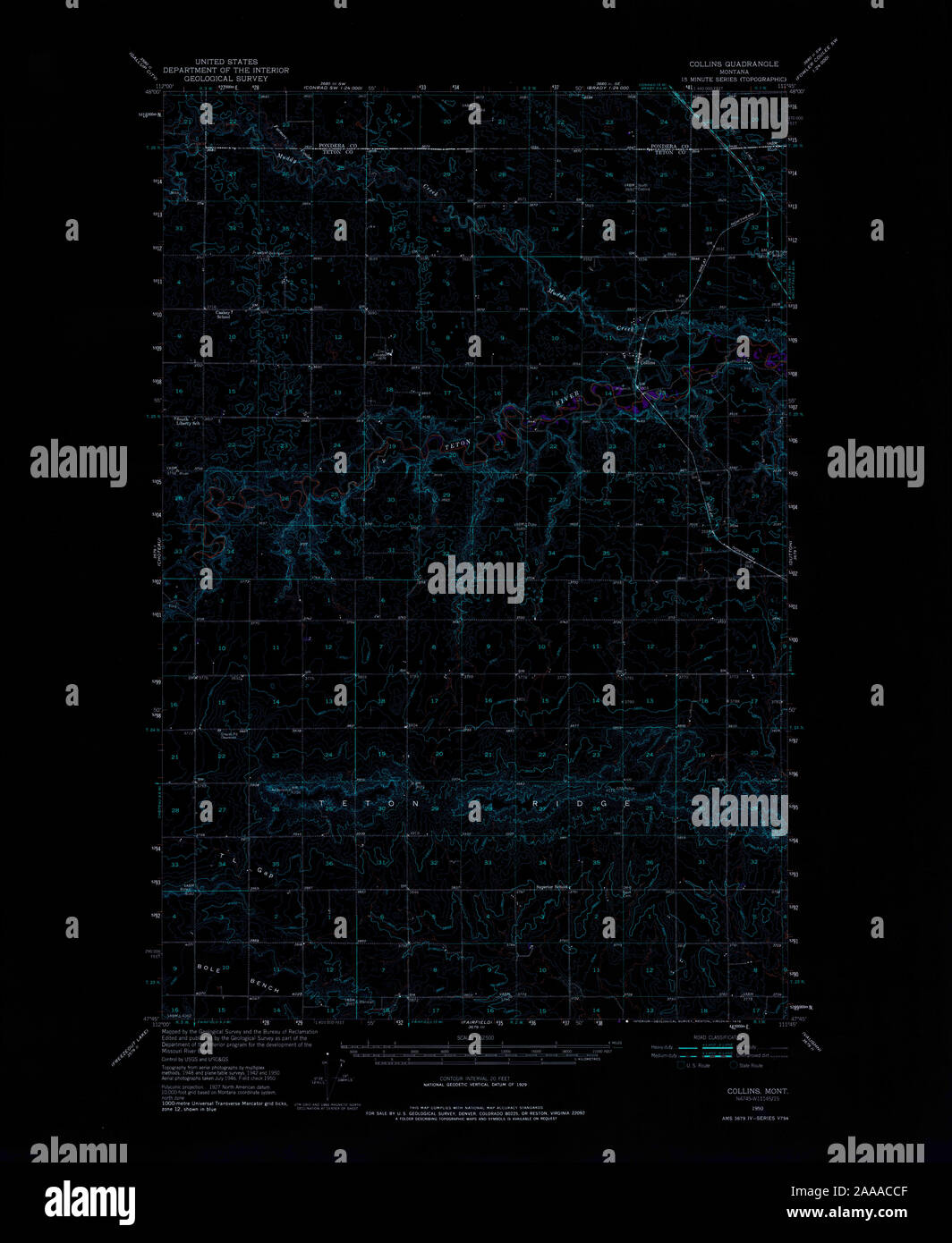 USGS TOPO Map Montana MT Collins 267934 1950 62500 Inverted Restoration ...
