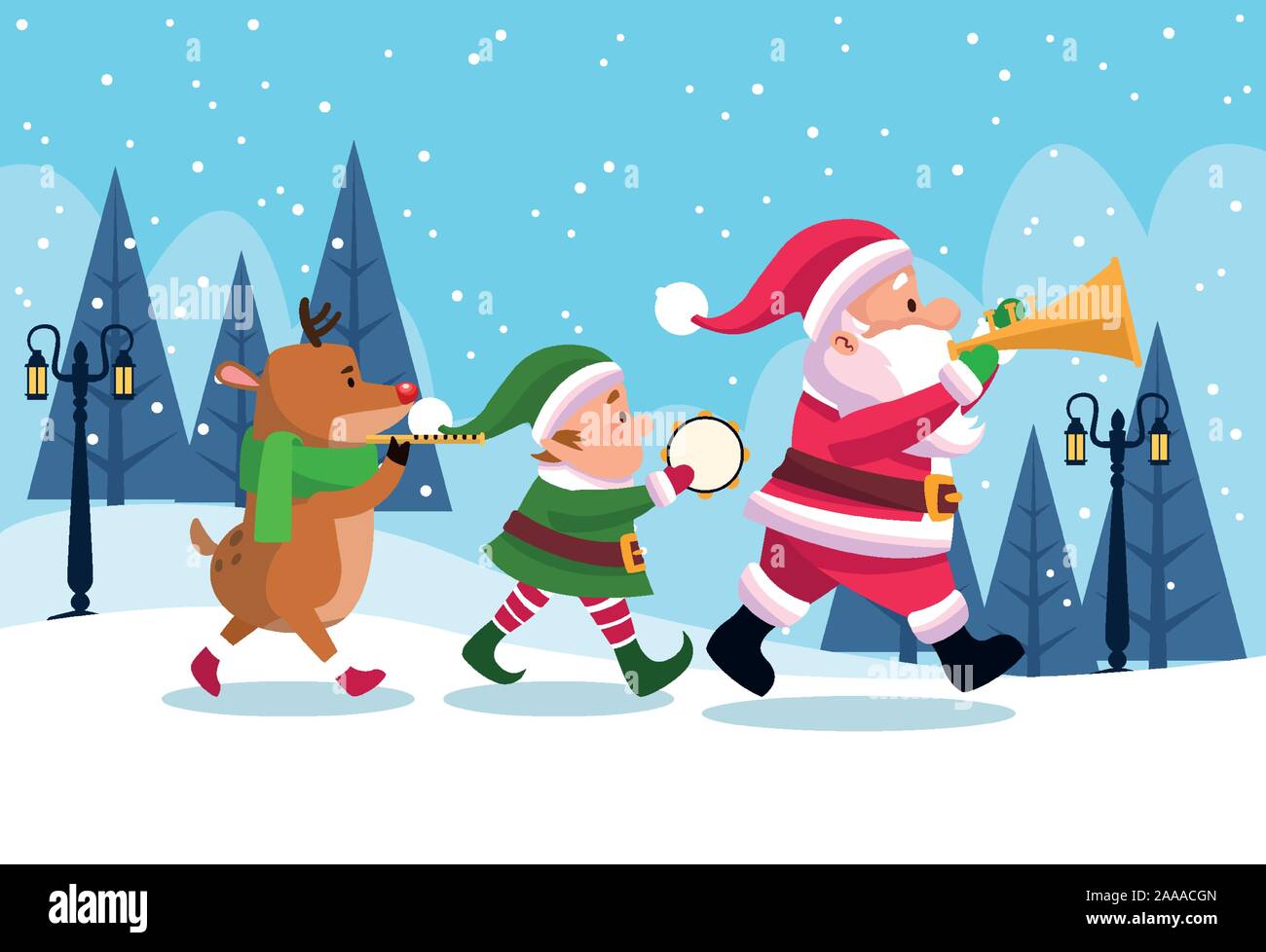 Santa claus playing instrument Stock Vector Images - Alamy
