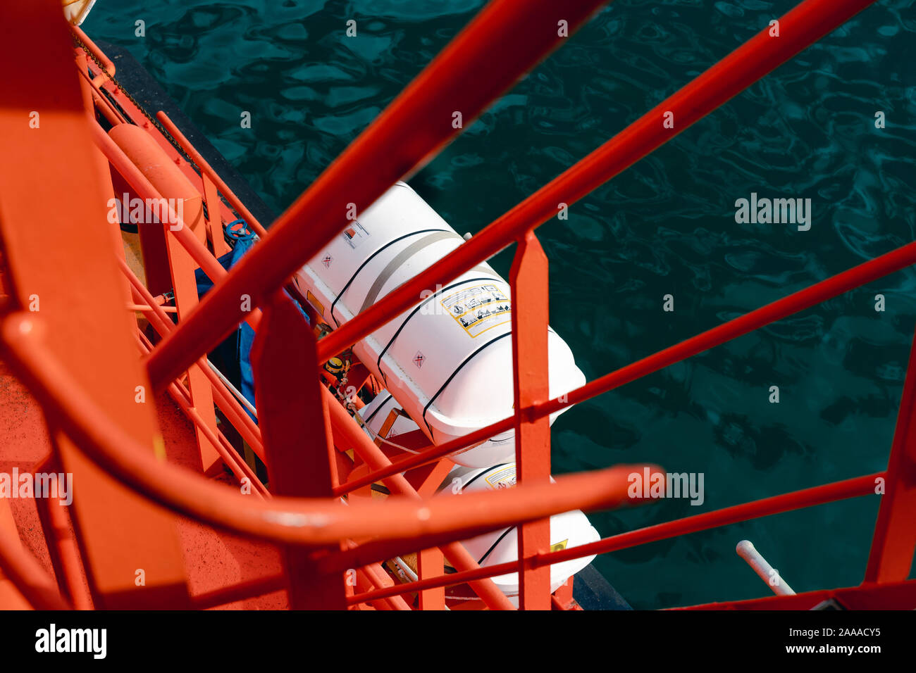 Life raft container boat hi-res stock photography and images - Alamy