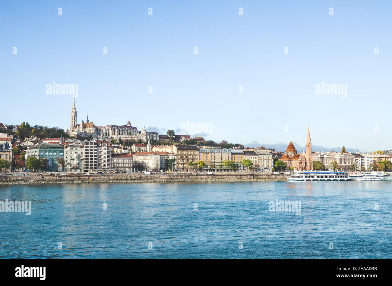Danube river in Budapest, Hungary. The historic old town in the ...