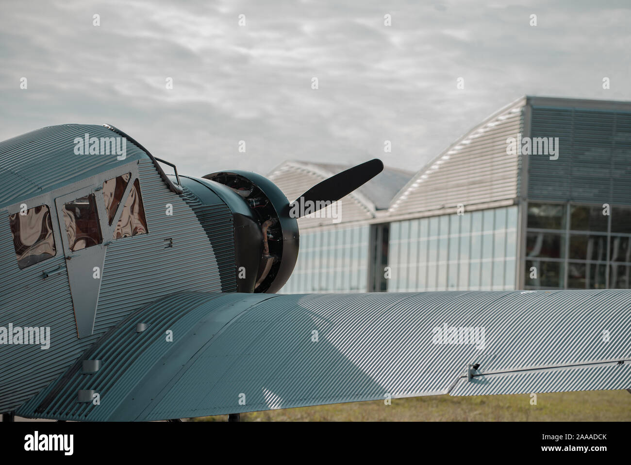 Old German airplane with propeller engine Stock Photo - Alamy