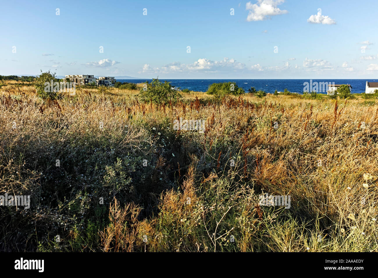 Sunset Landscape of the coastline of Resort of Chernomorets, Burgas ...