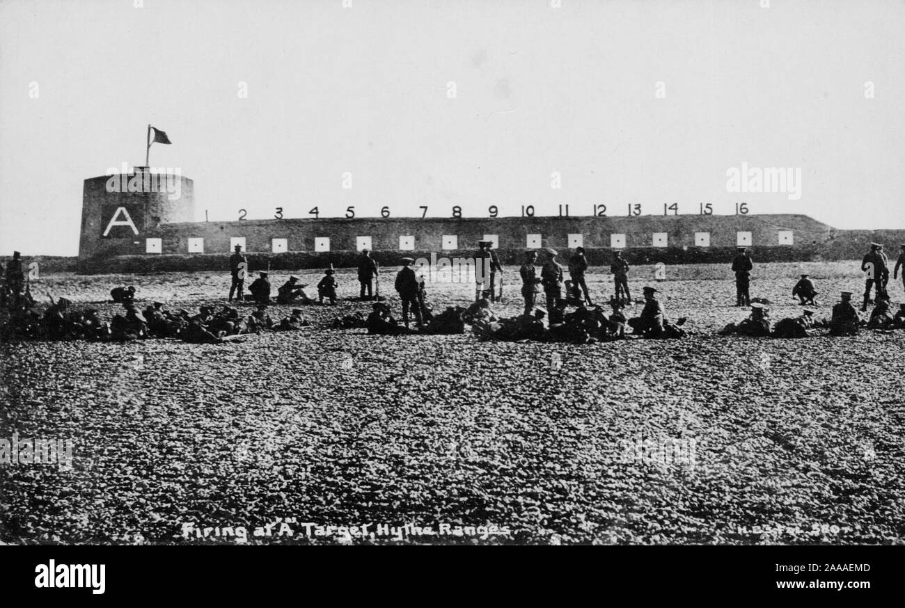Target Practice, Hythe Firing Ranges, old postcard Stock Photo - Alamy