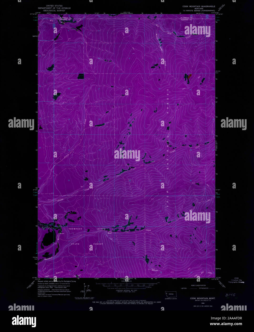 USGS TOPO Map Montana MT Cook Mountain 263131 1964 24000 Inverted ...