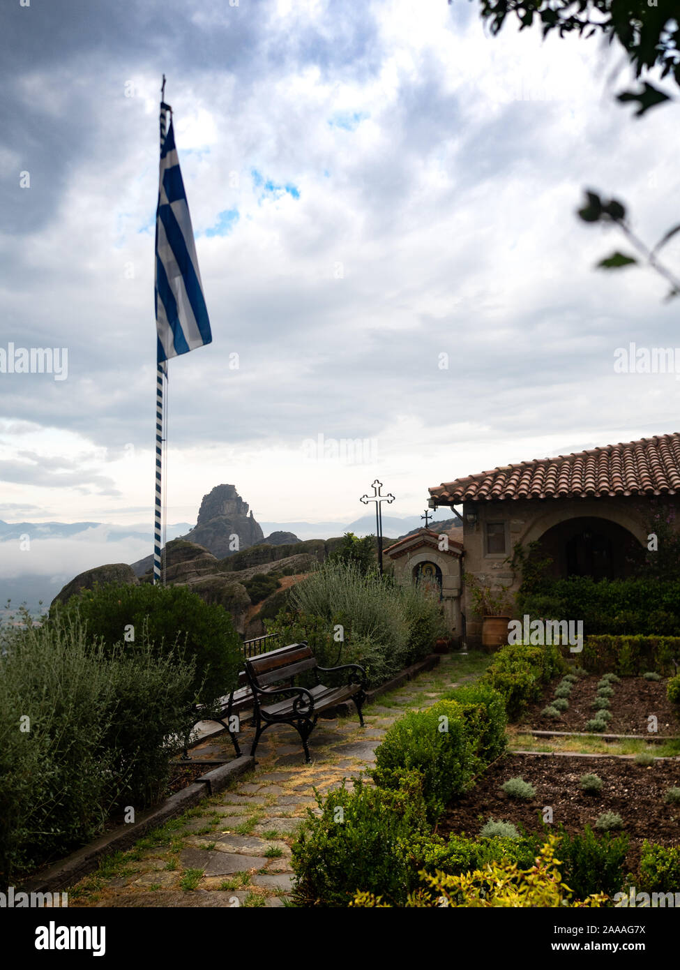 Stone building of the Holy Monastery of St. Stephen with terracotta ...