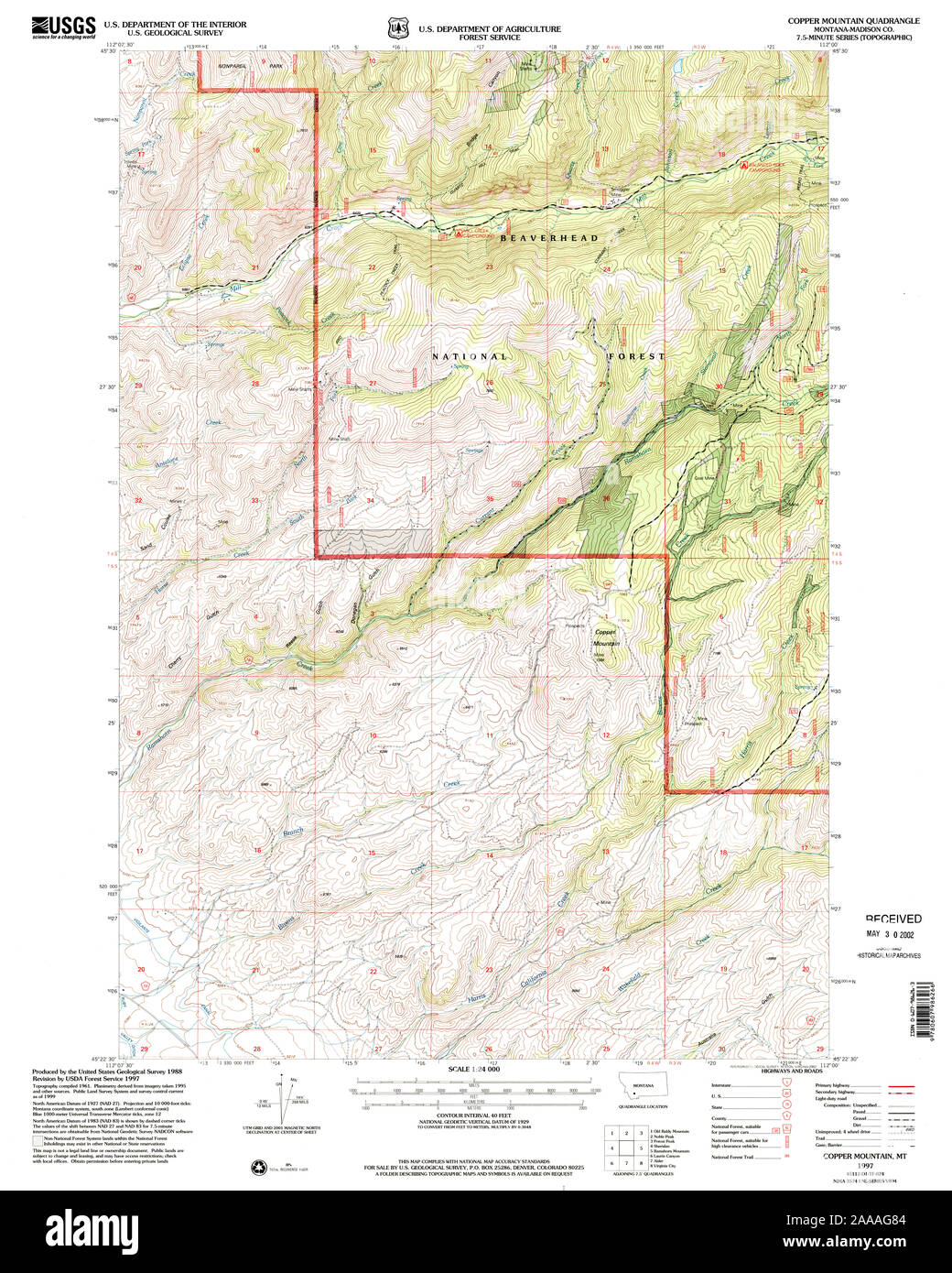 USGS TOPO Map Montana MT Copper Mountain 263146 1997 24000 Restoration ...