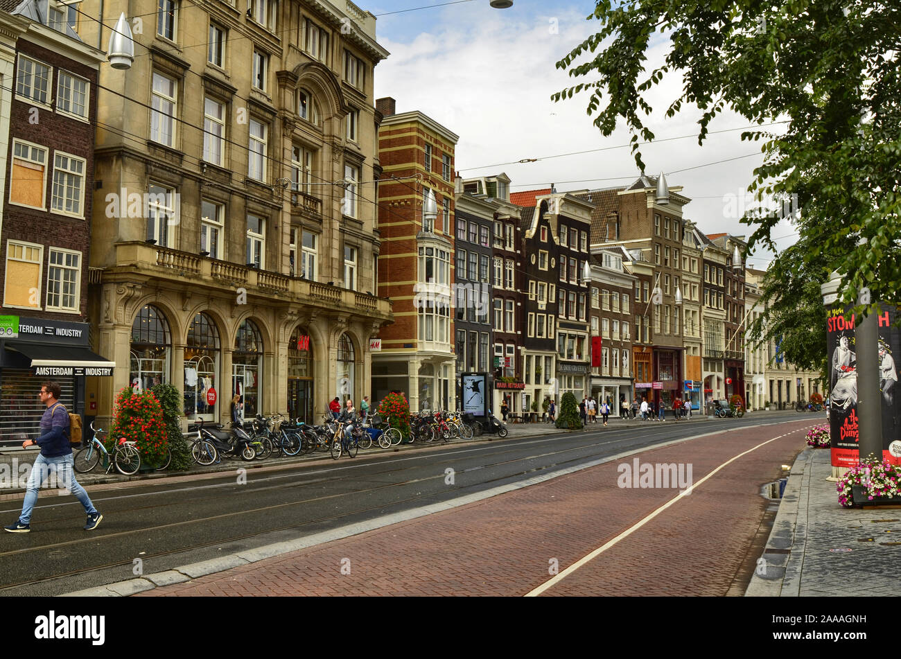 Amsterdam, Holland. August 2019. The streets of the historic center are ...