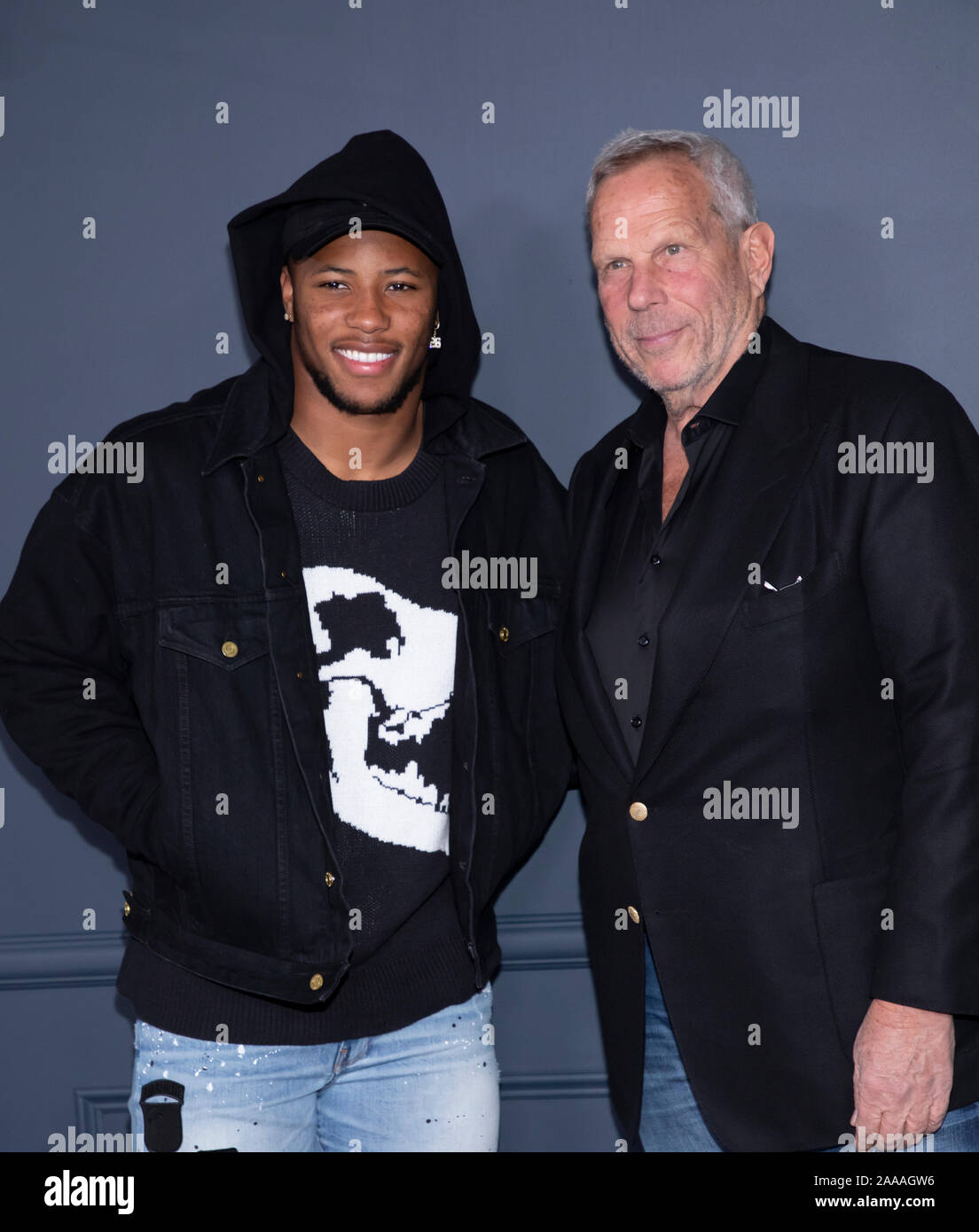 Brooklyn, NY, USA - November 19, 2019: Saquon Barkley and Steve Tisch ...