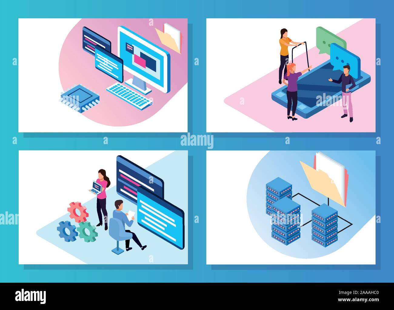 big data technology with people and devices Stock Vector Image & Art ...