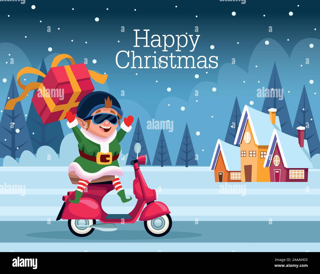 Vintage motorcycle christmas Stock Vector Images - Alamy