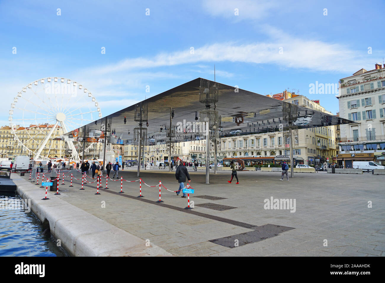 MARSEILLE, FRANCE -13 NOV 2019- View of the landmark Ombriere, a ...