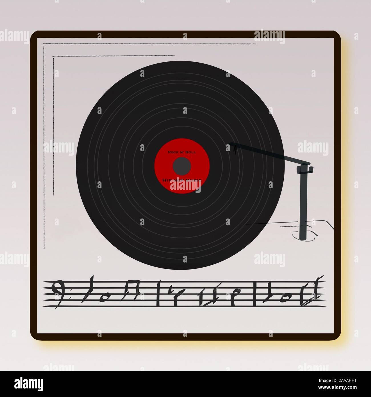 Turntable with musical notes Stock Photo - Alamy