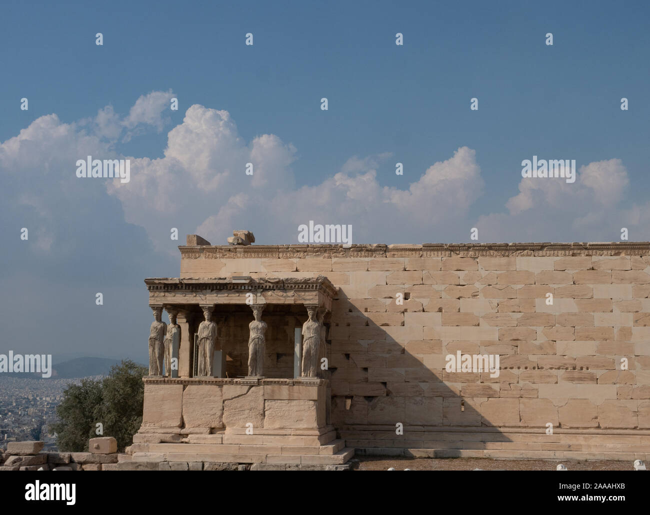 Six female statues of maidens or caryatids used as columns on the ...