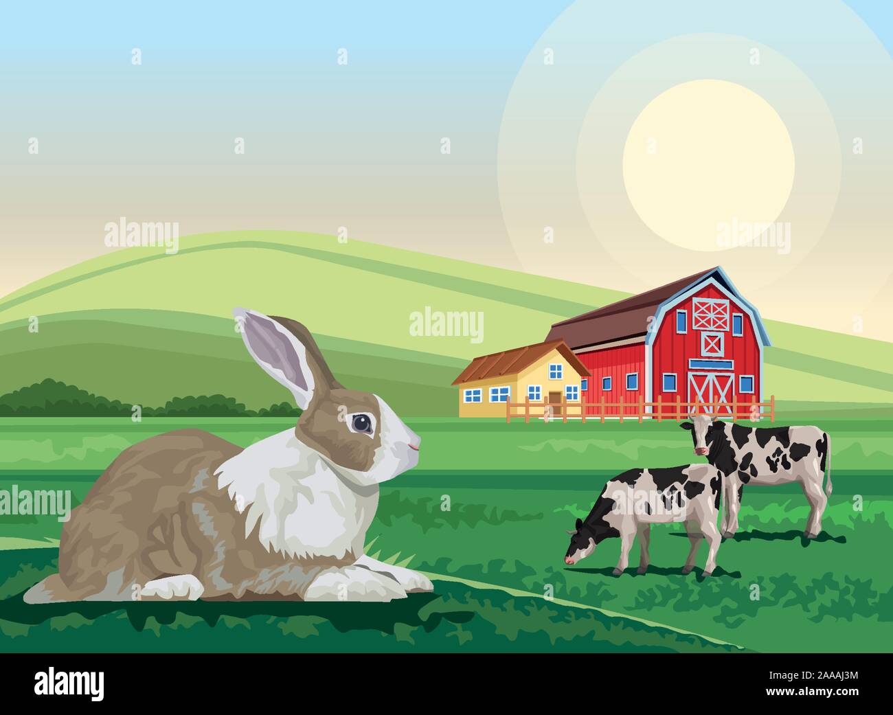 Group cows cartoon hi-res stock photography and images - Alamy