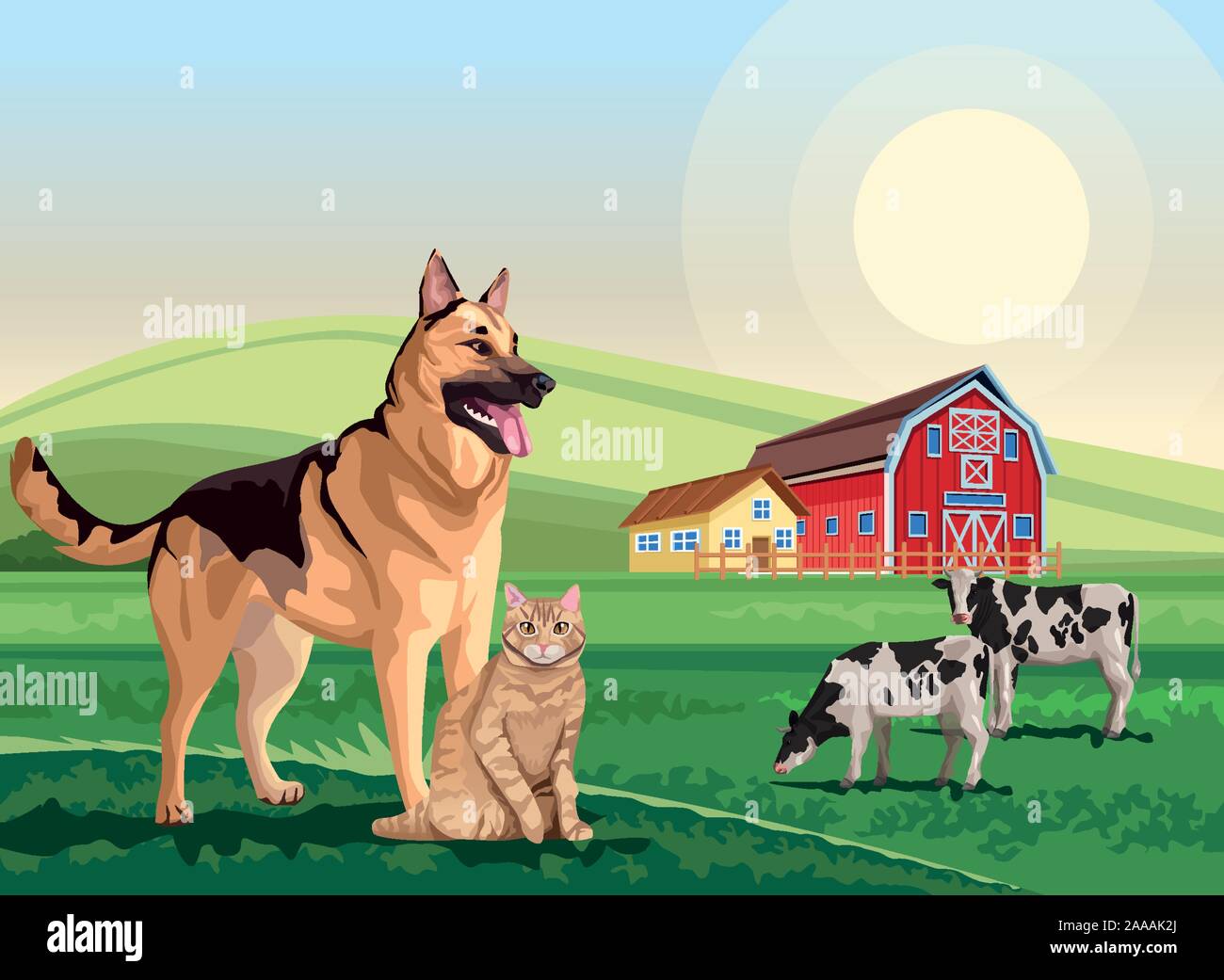 Group cows cartoon hi-res stock photography and images - Alamy