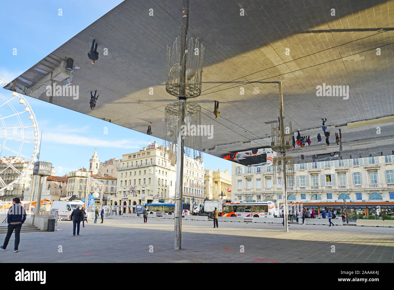 MARSEILLE, FRANCE -13 NOV 2019- View of the landmark Ombriere, a ...