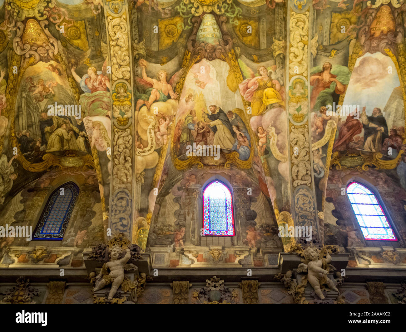 St Nicolas de Bari and St Pedro Martir Church fresco covered ceiling ...