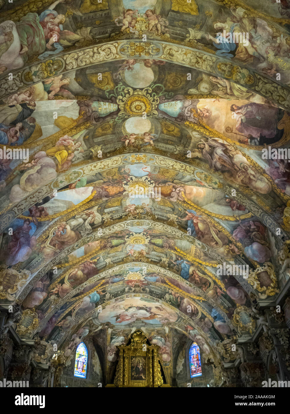St Nicolas de Bari and St Pedro Martir Church fresco covered ceiling ...