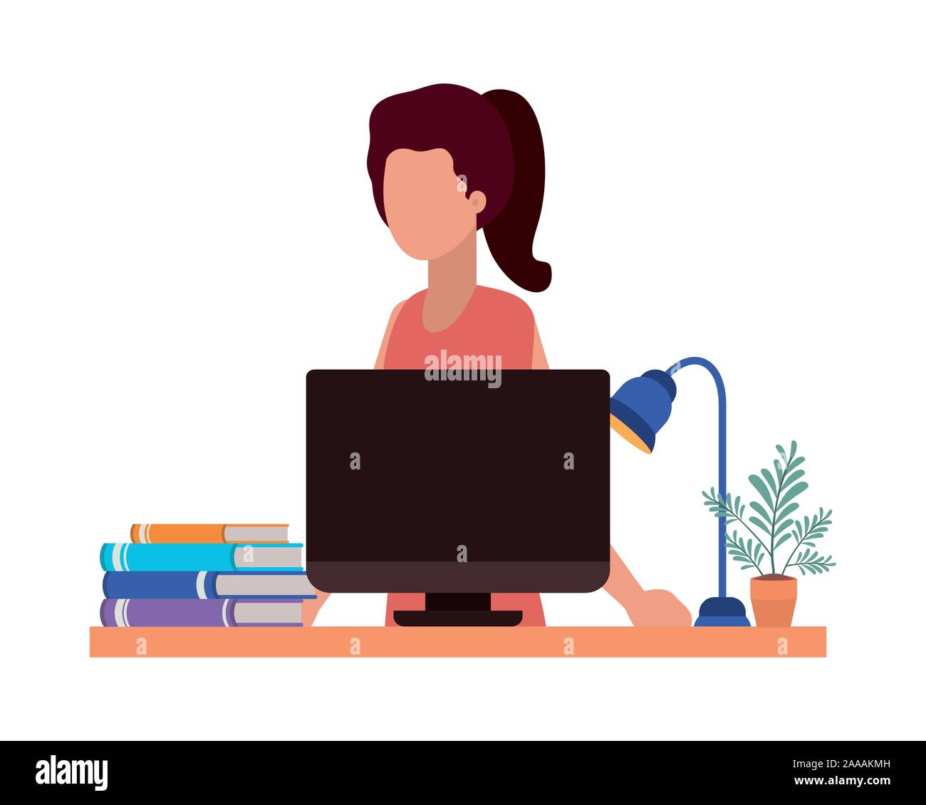 avatar woman person with computer vector design Stock Vector Image ...