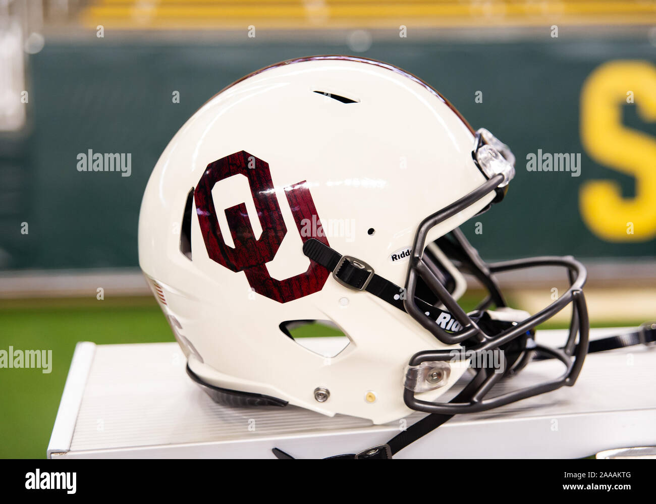 Waco, Texas, USA. 16th Nov, 2019. Oklahoma Sooners helmet before the ...