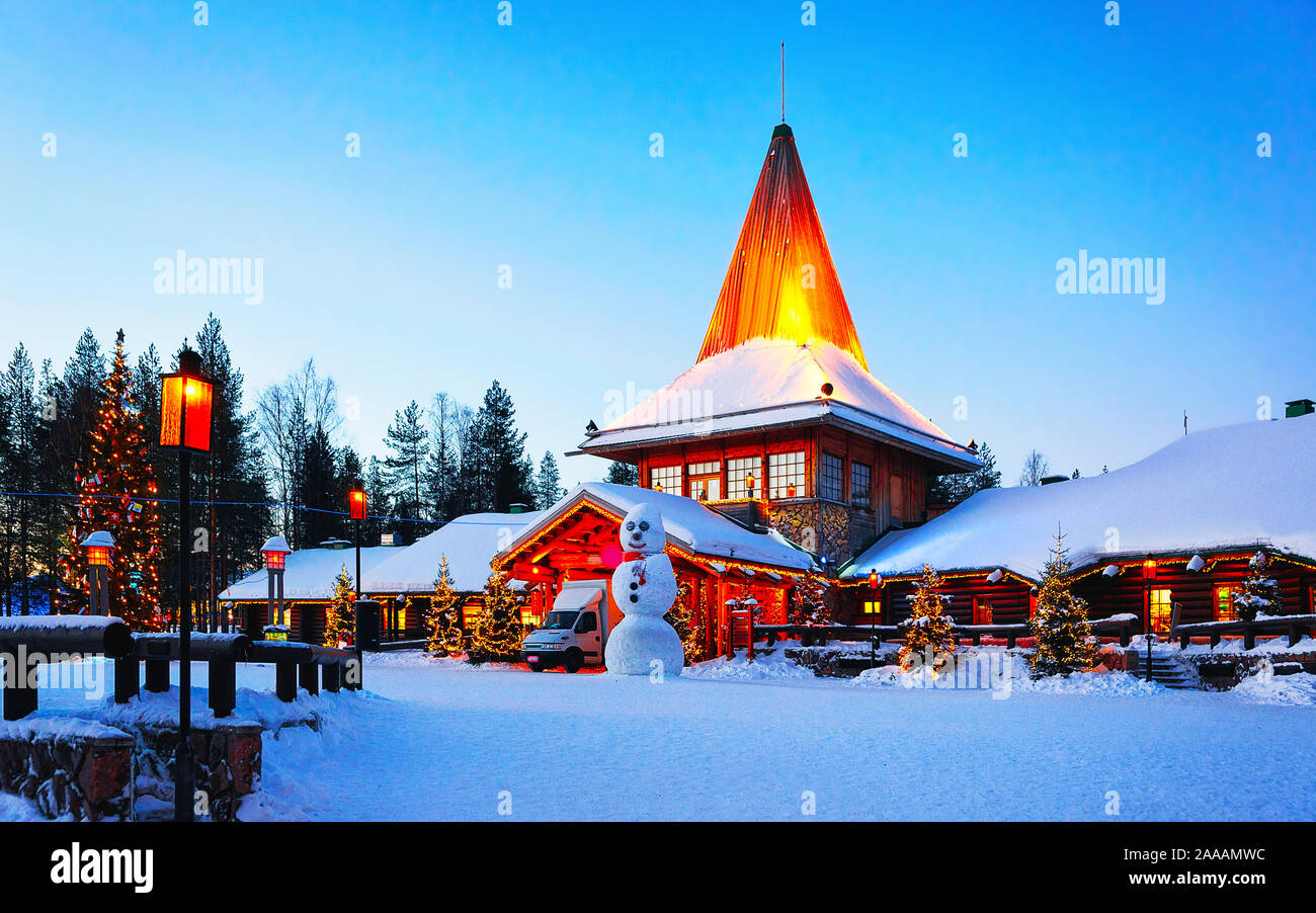 Snowman Santa Office in Santa Village Rovaniemi Lapland new Stock Photo ...