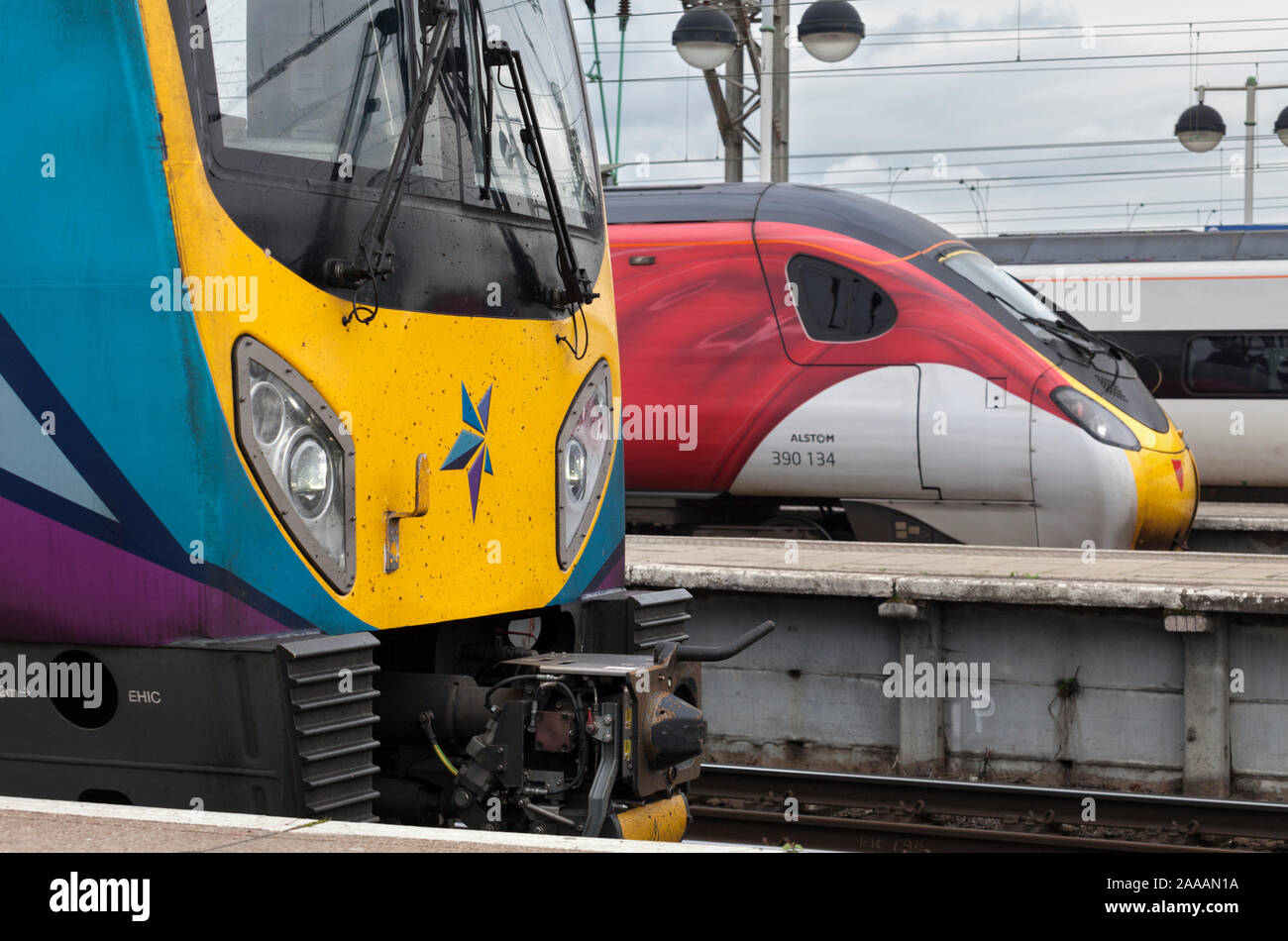 First Transpennine Express and Virgin pendolino trains at Manchester ...