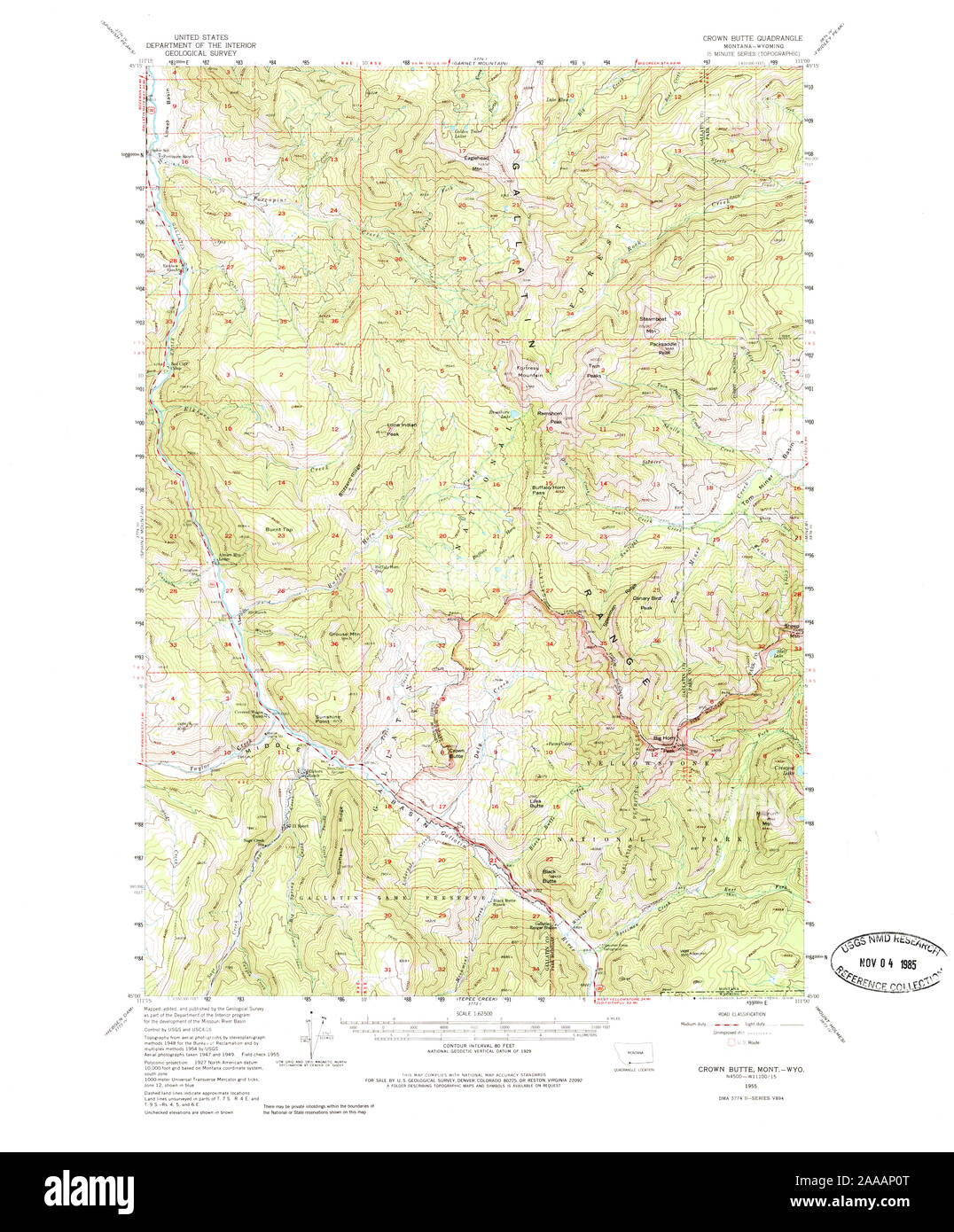 USGS TOPO Map Montana MT Crown Butte 267945 1955 62500 Restoration ...